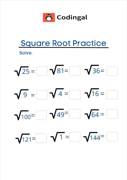 M_G08T02_WC04_Square Roots. Interactive worksheet | TopWorksheets