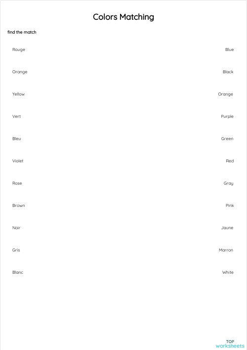 Colors Matching. Interactive worksheet | TopWorksheets