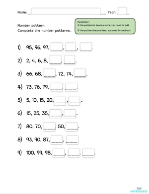 Number Pattern. Interactive worksheet | TopWorksheets