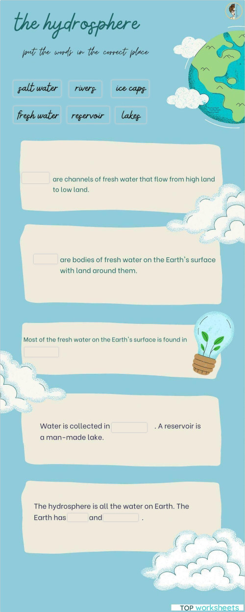 The hydrosphere. Interactive worksheet | TopWorksheets