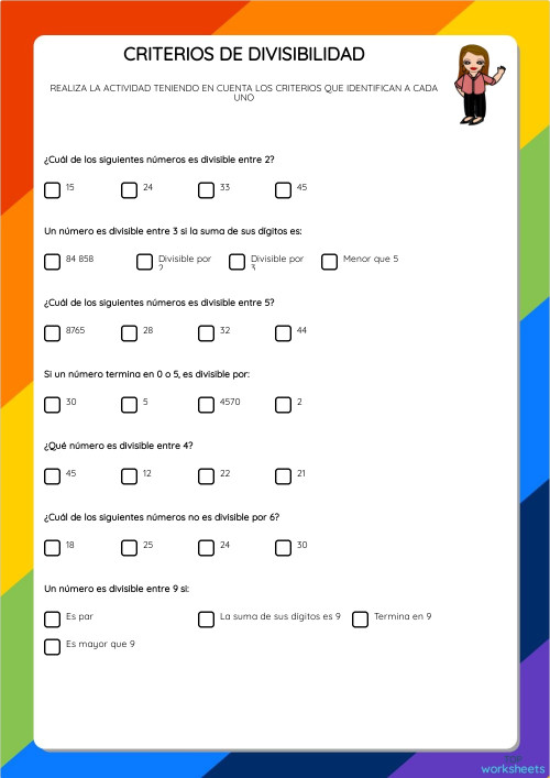 CRITERIOS DE DIVISIBILIDAD. Ficha interactiva | TopWorksheets