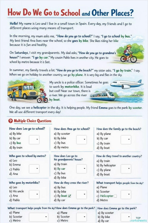 How do we go to school?. Interactive worksheet | TopWorksheets