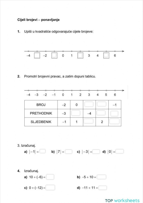 Interactive worksheets and online exercises in croatian | TopWorksheets