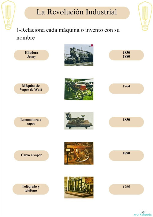 La Revolución Industrial: fichas interactivas y ejercicios online | TopWorksheets