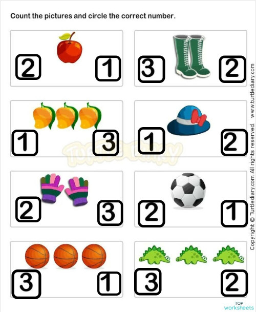 choose the correct the number 1 to 3. Interactive worksheet | TopWorksheets