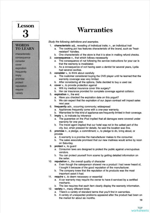 600 Essential Words for Toeic Lesson 3 - Vocab. Interactive worksheet ...