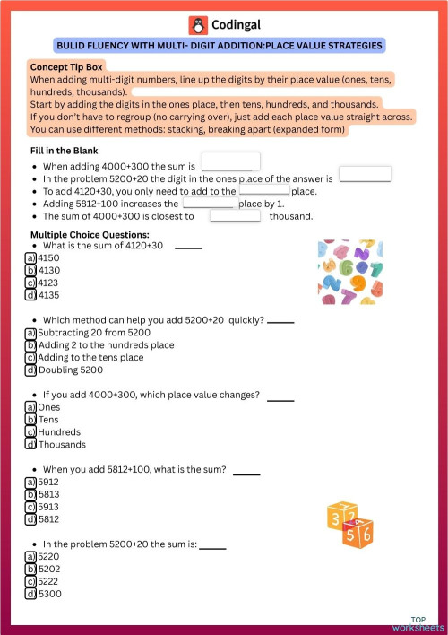 M_G03M05L10_WC01_Use_place_value_for_addition_Part_2_1. Interactive worksheet | TopWorksheets