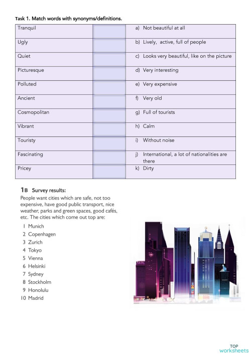 How to describe places. Interactive worksheet | TopWorksheets