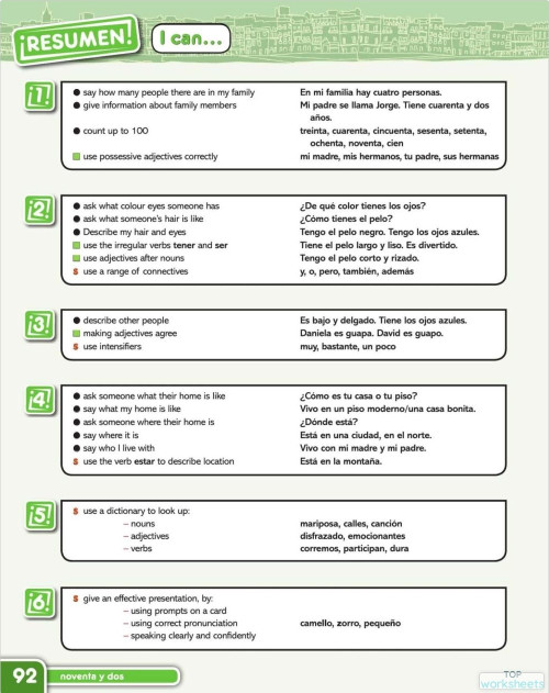 4. Repaso mi familia y mis amigos 92. Ficha interactiva | TopWorksheets