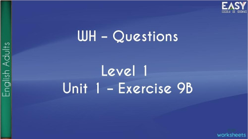 Level 1 - Unit 1 - Ex 9B. Interactive worksheet | TopWorksheets