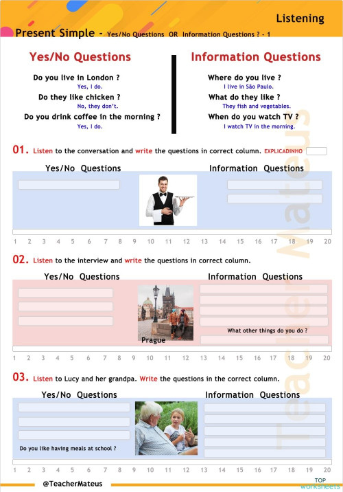 PRESENT SIMPLE - Yes No Questions OR Information Question - 1 ...