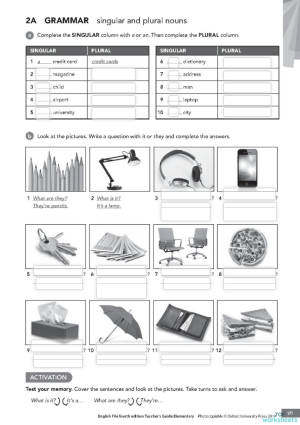 Grammar: Singular and plural nouns (2A). Interactive worksheet ...