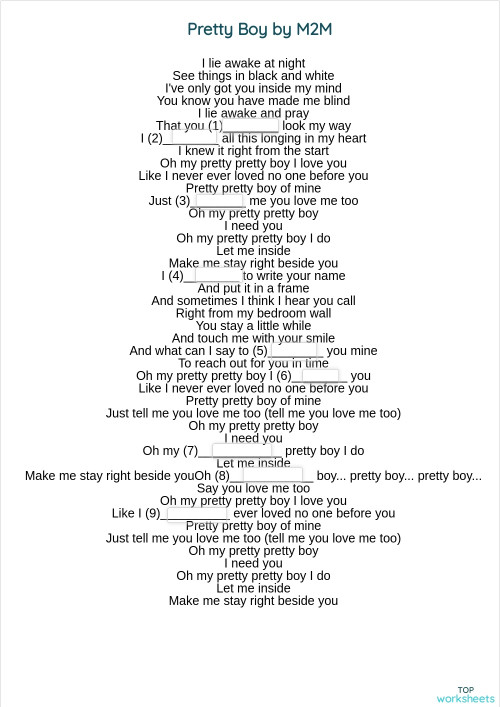 Listen to the song and fill in the blanks. Interactive worksheet ...