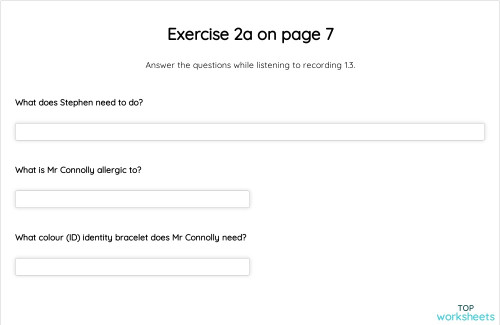 Exercise 2a on page 7. Interactive worksheet | TopWorksheets