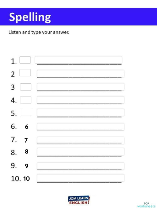 Year 6 - Unit 1 - Spelling. Interactive worksheet | TopWorksheets