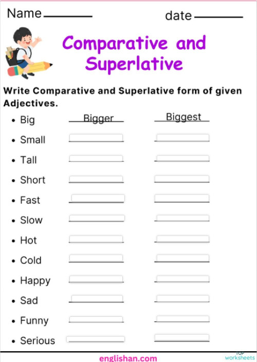 Superlative & Comparative. Interactive worksheet | TopWorksheets
