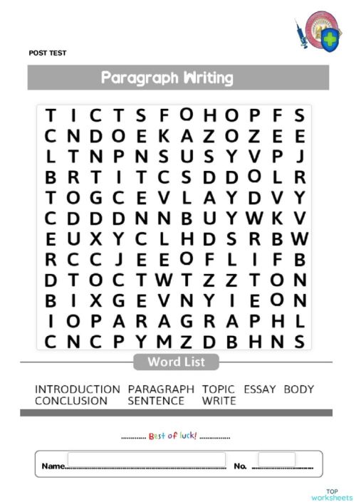 Paragraph Writing Test ใบงานเชิงโต้ตอบ | TopWorksheets