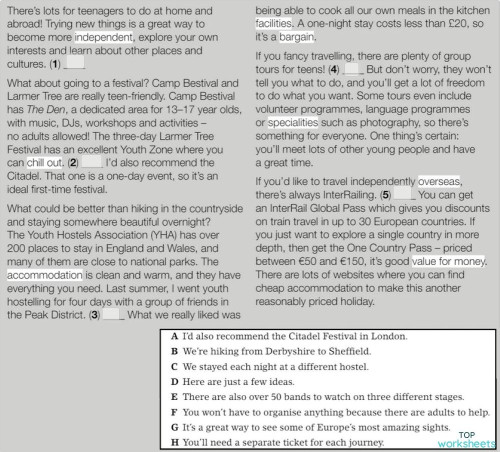 filling gaps. Interactive worksheet | TopWorksheets