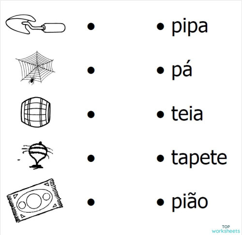 Liga palavras às imagens. Ficha interativa | TopWorksheets