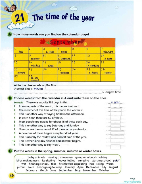TIMES OF THE YEAR. Interactive worksheet | TopWorksheets