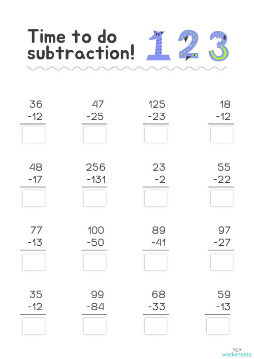 Subtraction I. Interactive worksheet | TopWorksheets