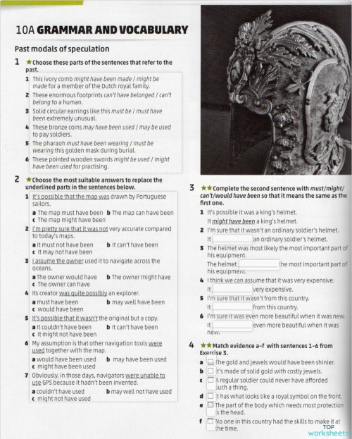 Past modals of speculation. Interactive worksheet | TopWorksheets