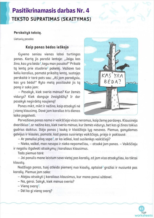 Pasitikrinamasis darbas: interactive worksheets and online exercises | TopWorksheets