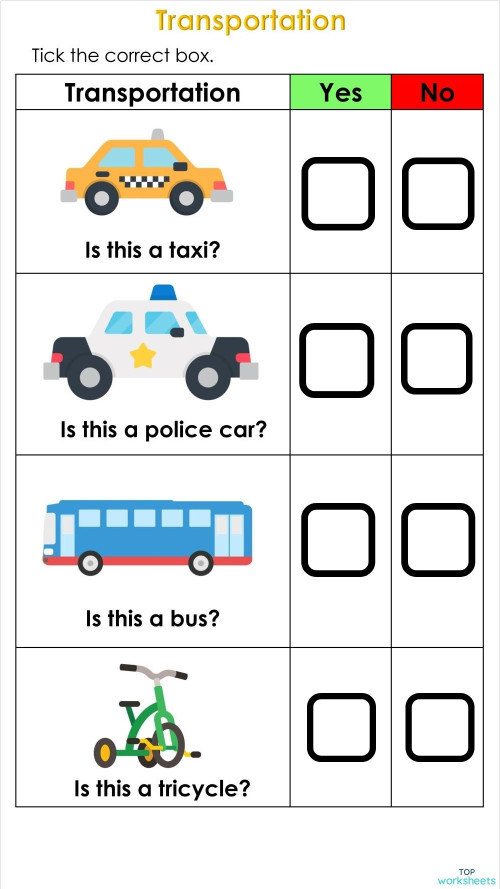 Transportation 1 D. Interactive worksheet | TopWorksheets
