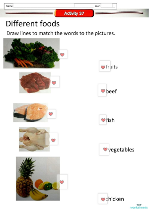 Different Foods. Interactive worksheet | TopWorksheets