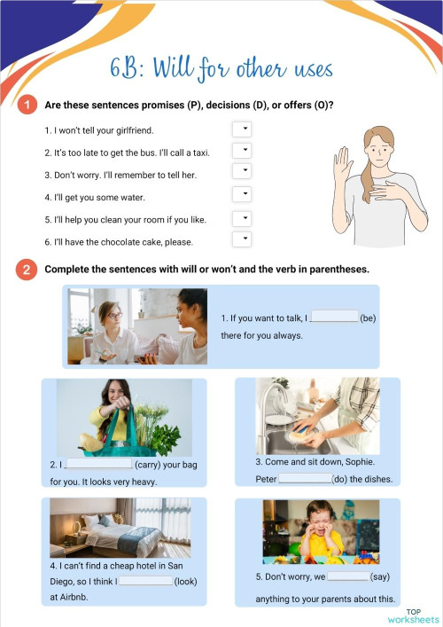 6B: WILL FOR OTHER USES. Interactive worksheet | TopWorksheets