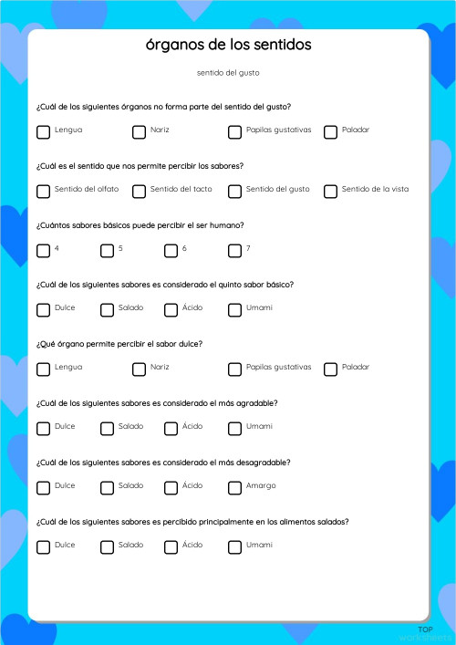 órganos de los sentidos. Ficha interactiva | TopWorksheets