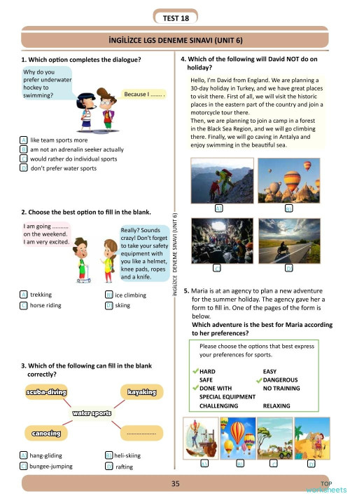 8th Grade Unit 6 | Test 1. Interactive worksheet | TopWorksheets