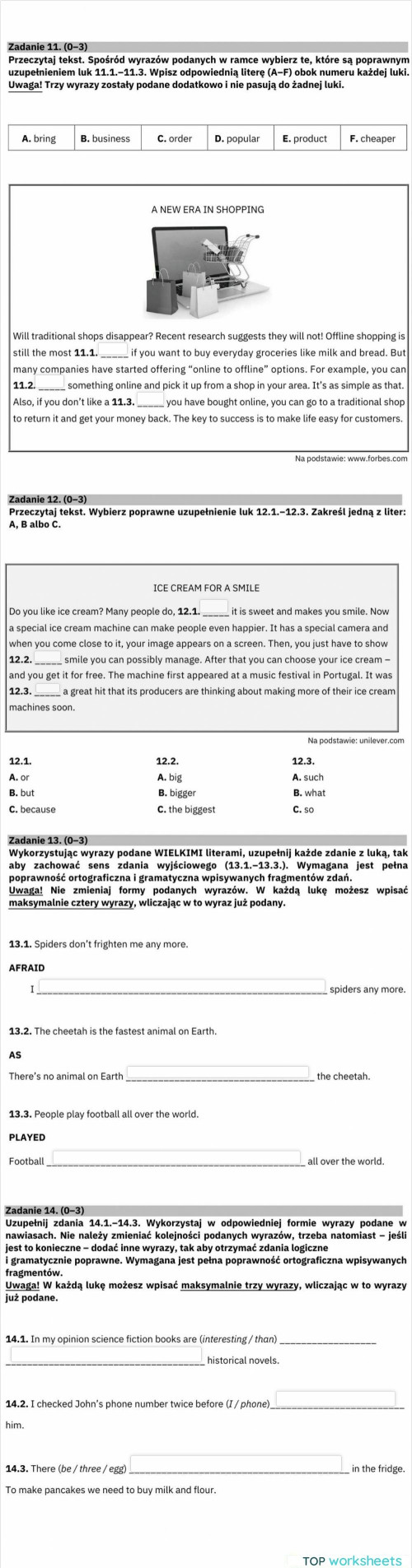 Interactive worksheets and online exercises in Poland | TopWorksheets