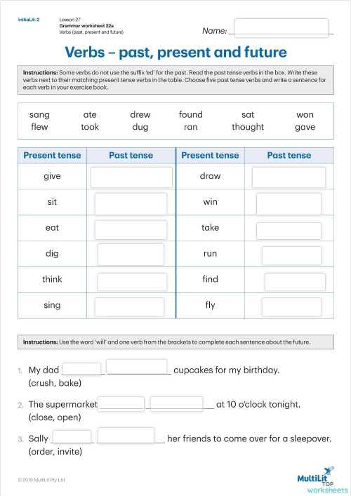 Lesson 27 Verbs past, present and future. Interactive worksheet ...