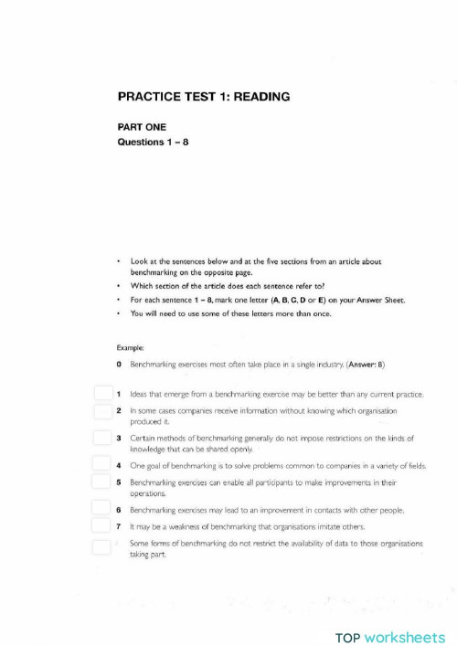 BEC READING - higher. Interactive worksheet | TopWorksheets