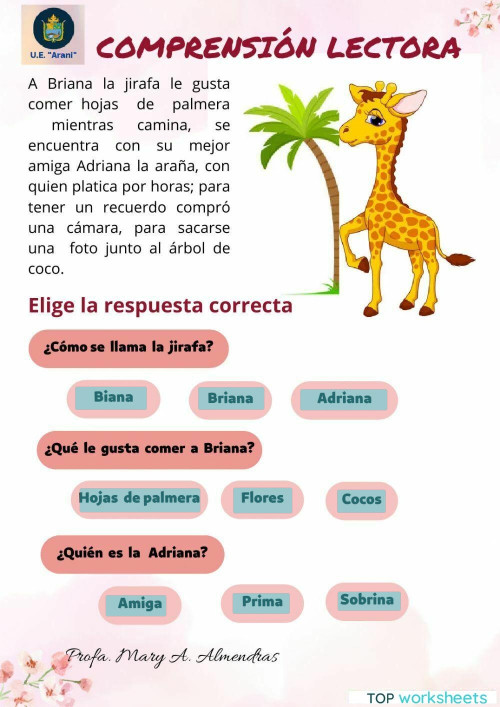 Comprensión lectora. Ficha interactiva | TopWorksheets