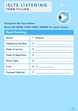 4. IELTS Listening - Filling Form 1. Interactive worksheet | TopWorksheets