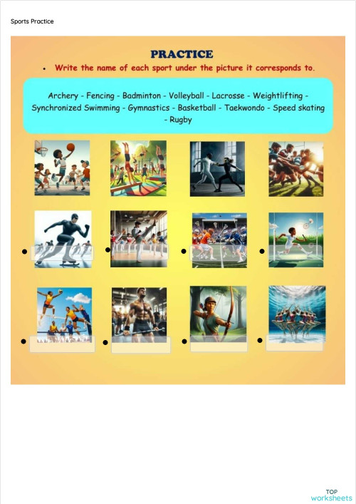 Vocabulary 1: Sports. Interactive worksheet | TopWorksheets