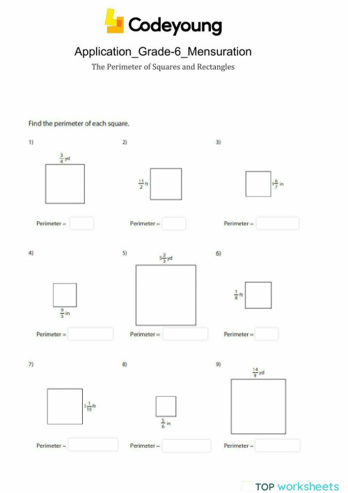 The Perimeter of Squares and Rectangles Application. Interactive ...