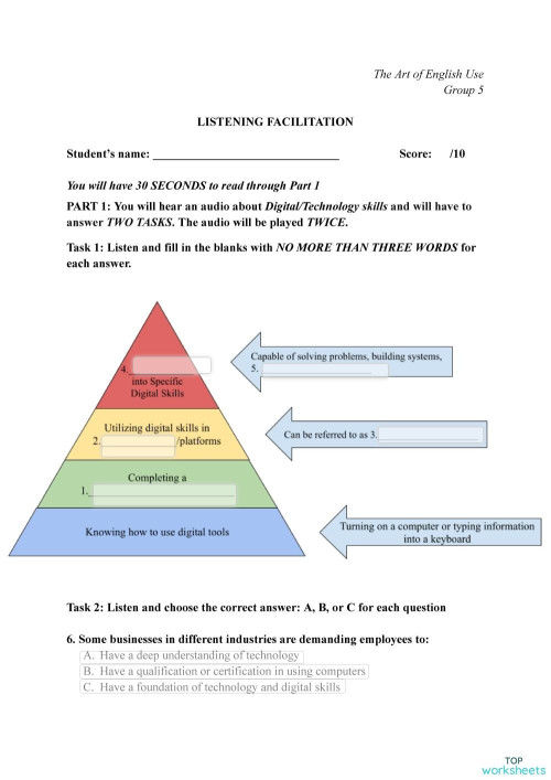 Listening faci. Interactive worksheet | TopWorksheets