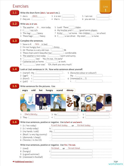unit 1 am / is / are + not. Interactive worksheet | TopWorksheets