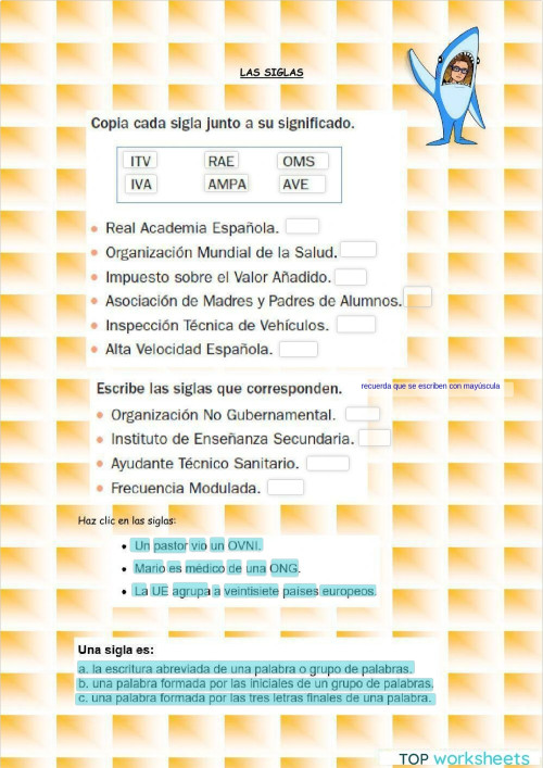 Siglas. Ficha interactiva | TopWorksheets