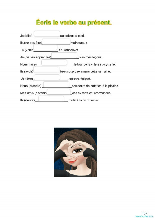 Présent de líndicatif irreguliers 2. Fiche interactive | TopWorksheets