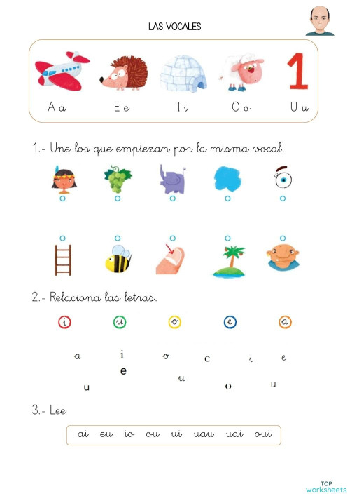Las vocales. Ficha interactiva | TopWorksheets