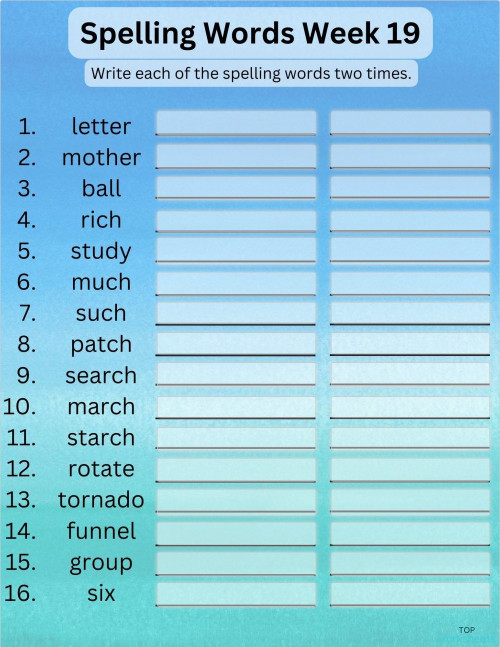 Spelling Words 19.1. Interactive worksheet | TopWorksheets