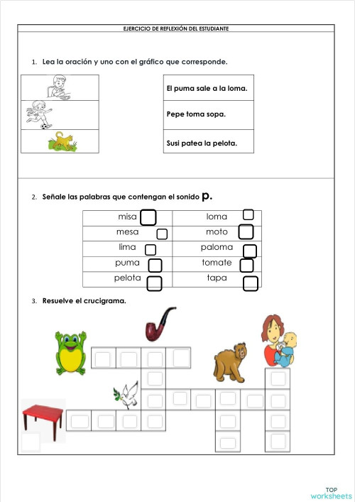 Fonemas m-p-s: fichas interactivas y ejercicios online | TopWorksheets
