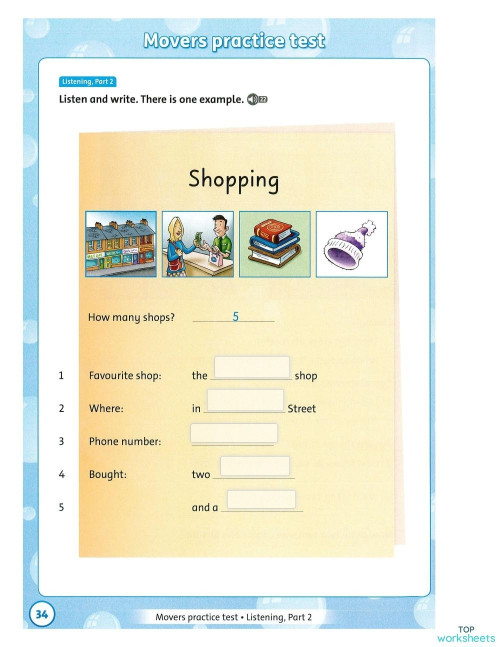 Listen and write. Interactive worksheet | TopWorksheets