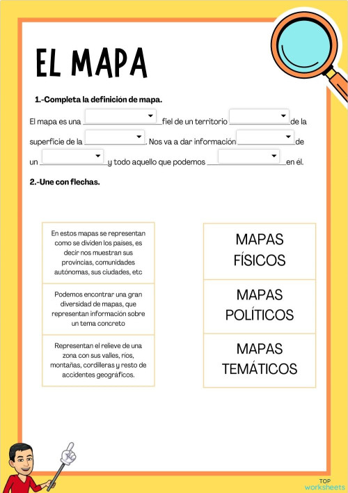 3-FICHA (EL MAPA Y TIPOS)-TEMA 1 LAS FORMAS DE REPRESENTACIÓN DE LA TIERRA. Ficha interactiva ...