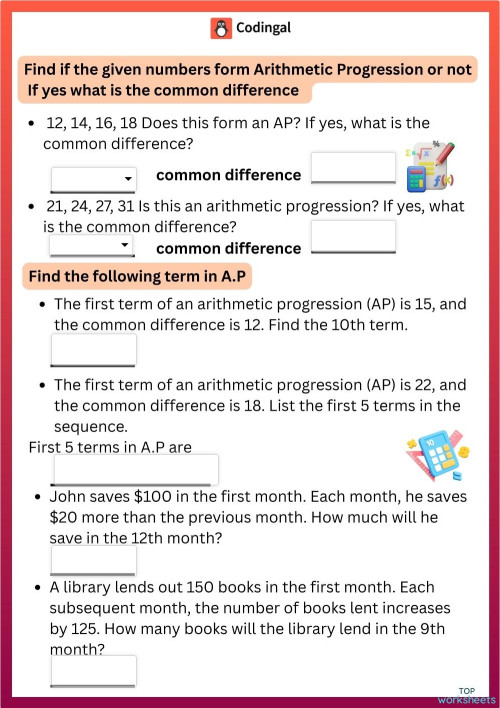 M_G05M11L28_WA01_Understanding_Arithmetic_Sequences_3. Interactive worksheet | TopWorksheets