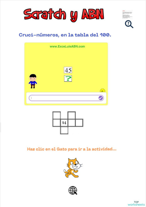 Scratch: Cruci-números 01. Ficha interactiva | TopWorksheets